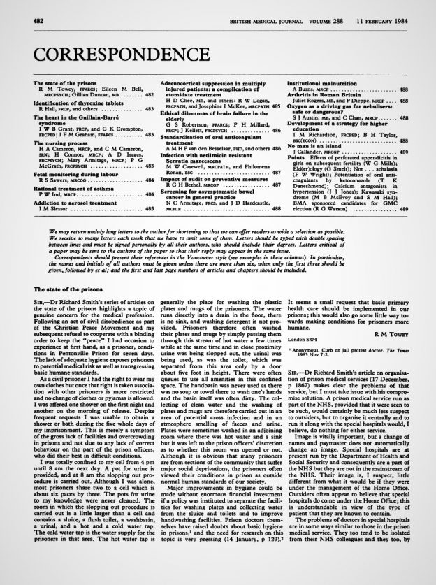 Prison conditions 1984 - Catholic Peace Action